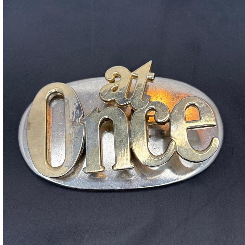 Vintage "at Once" Brass Paperclip Desk Paperweight Organizer MCM Office ...