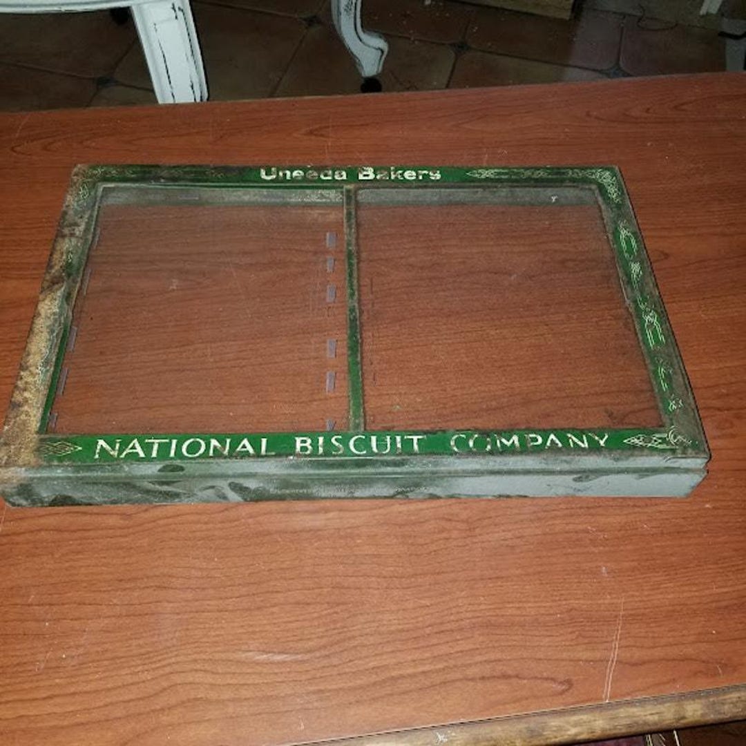 National Biscuit Company Green Glass Advertising Uneda Bakers Glass ...