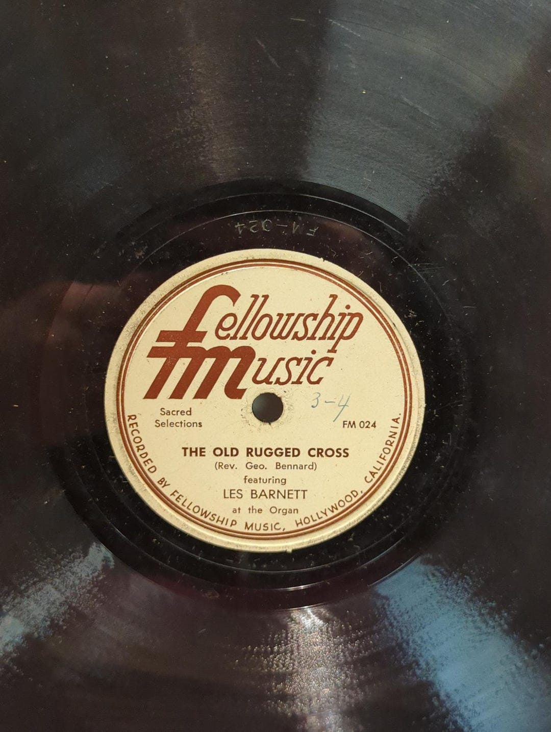 Vintage 78 Record LP Album Disc Shellac Vinyl Fellowship Gospel LES ...