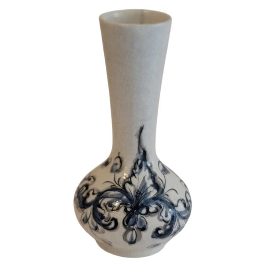 Handpainted Portugal Vase Blue White Floral Crackle Underglaze 6.5" - Etsy
