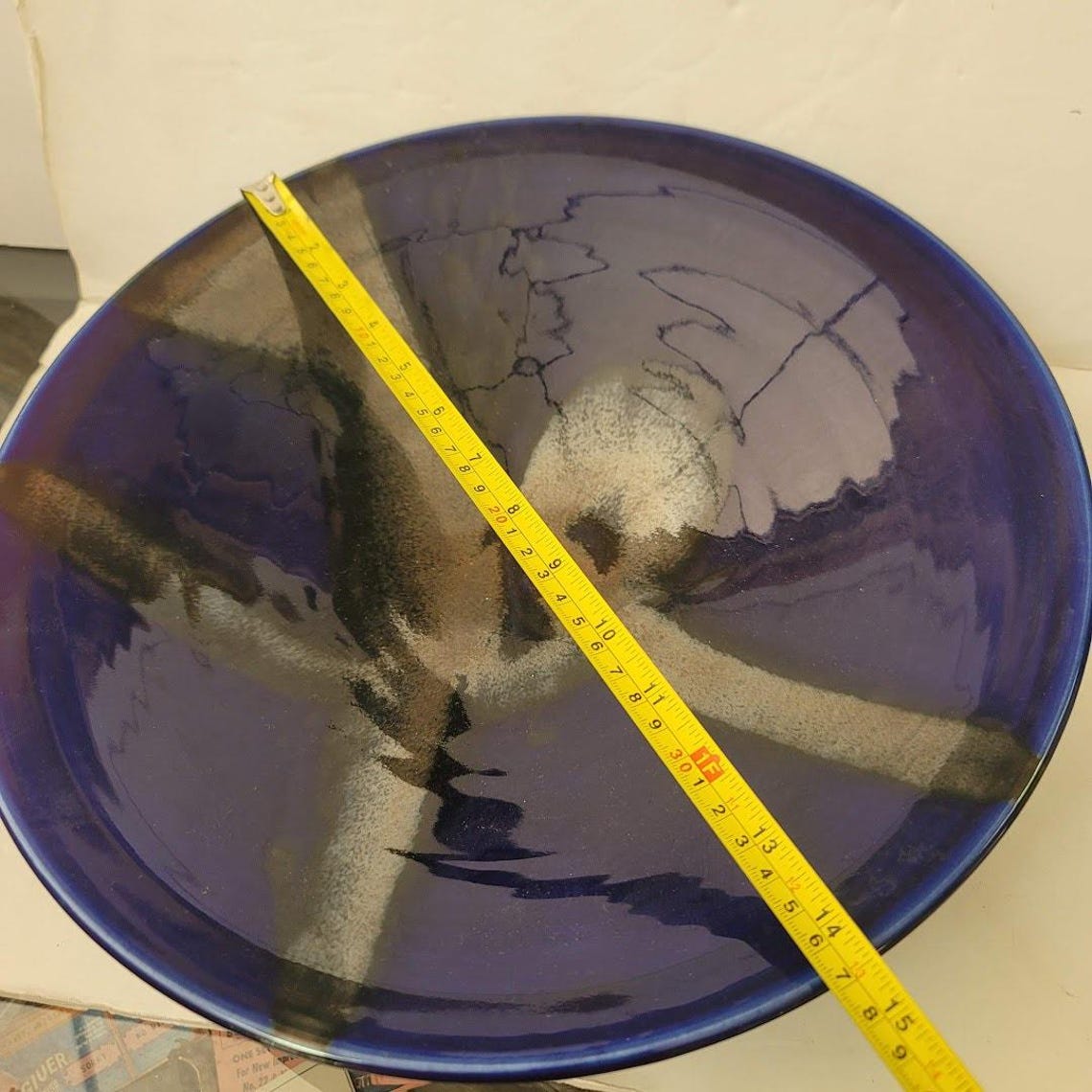 Matthew Patton Blue Raku Silver Bowl Wall Hanging Art Pottery Abstract ...