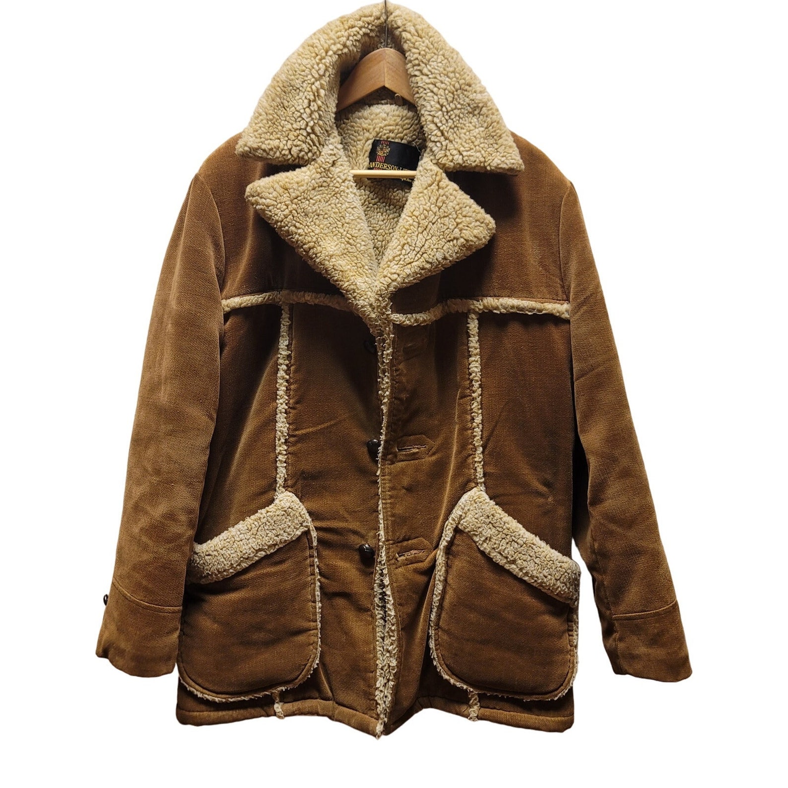 Vintage Anderson Little Brown Cream RANCHER Faux Sherpa Fleece Lined ...