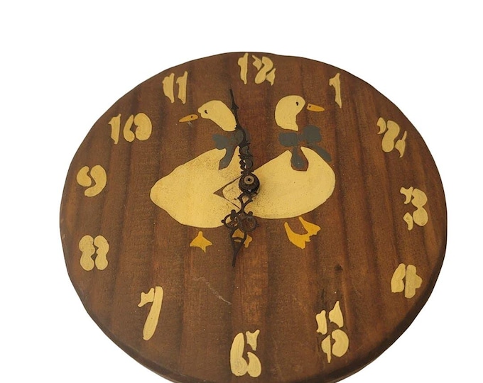 Hanging Vintage Goose Geese Solid Wood Wall Clock 1980s Farmhouse ...