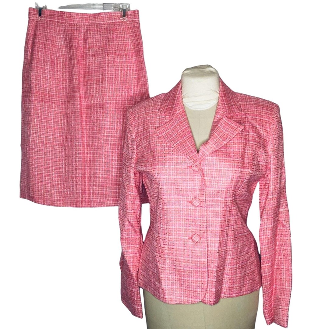 Lew Magram Pink Blazer Skirt Set - Size 10 Career Suit - Etsy