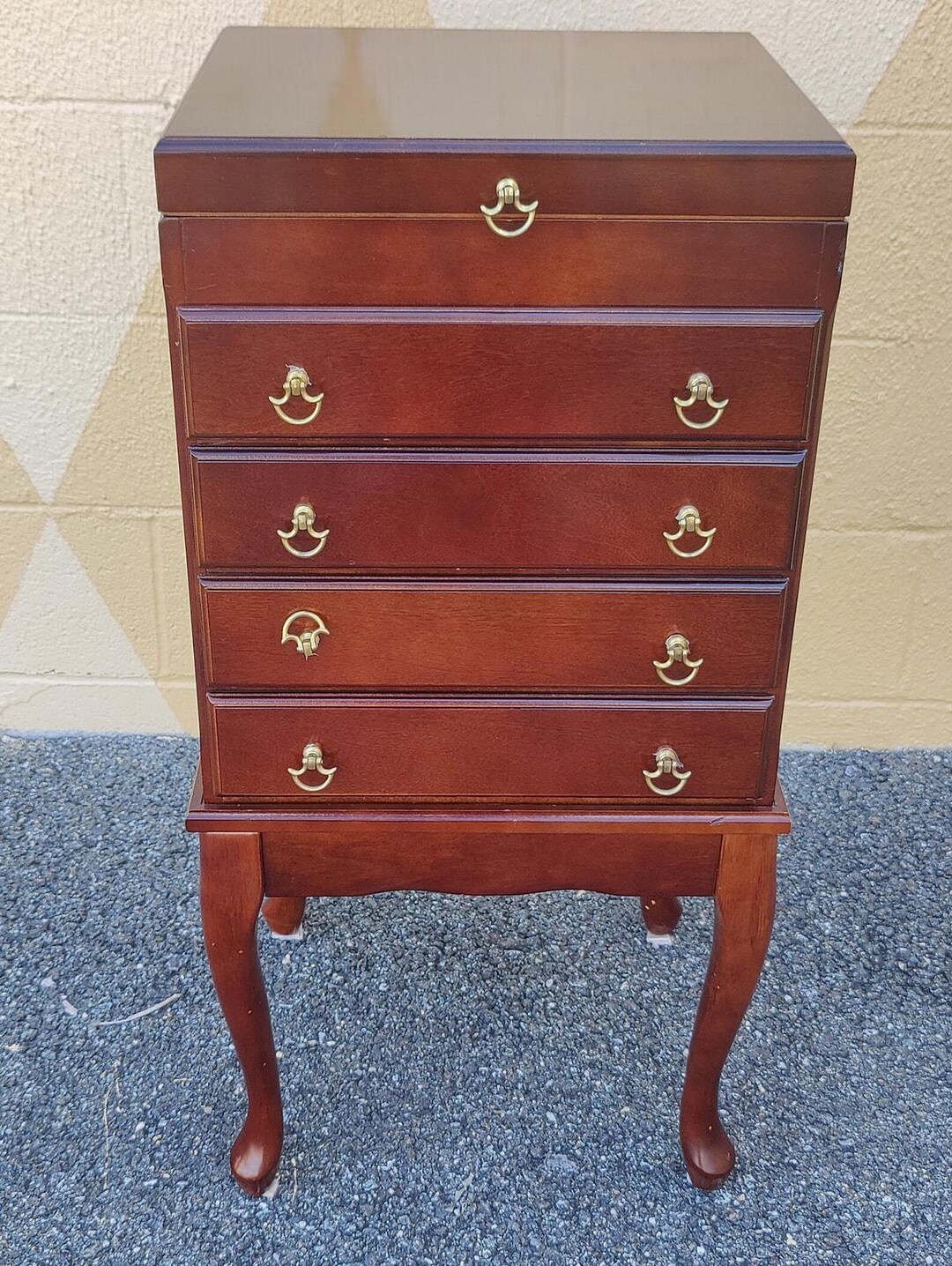 The Bombay Co Mahogany Finish Silverware Chest or Jewelry Armoire 32 ...