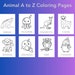 26 Printable Kids Animal A to Z Coloring Pages - Etsy