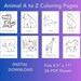 26 Printable Kids Animal A to Z Coloring Pages - Etsy