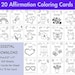 Set of 20 Printable Kids Affirmation Coloring Cards - Etsy