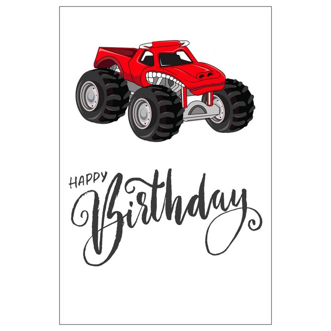 Kids Happy Birthday Monster Truck Pack of Flat Cards - Pack of 1 Card ...
