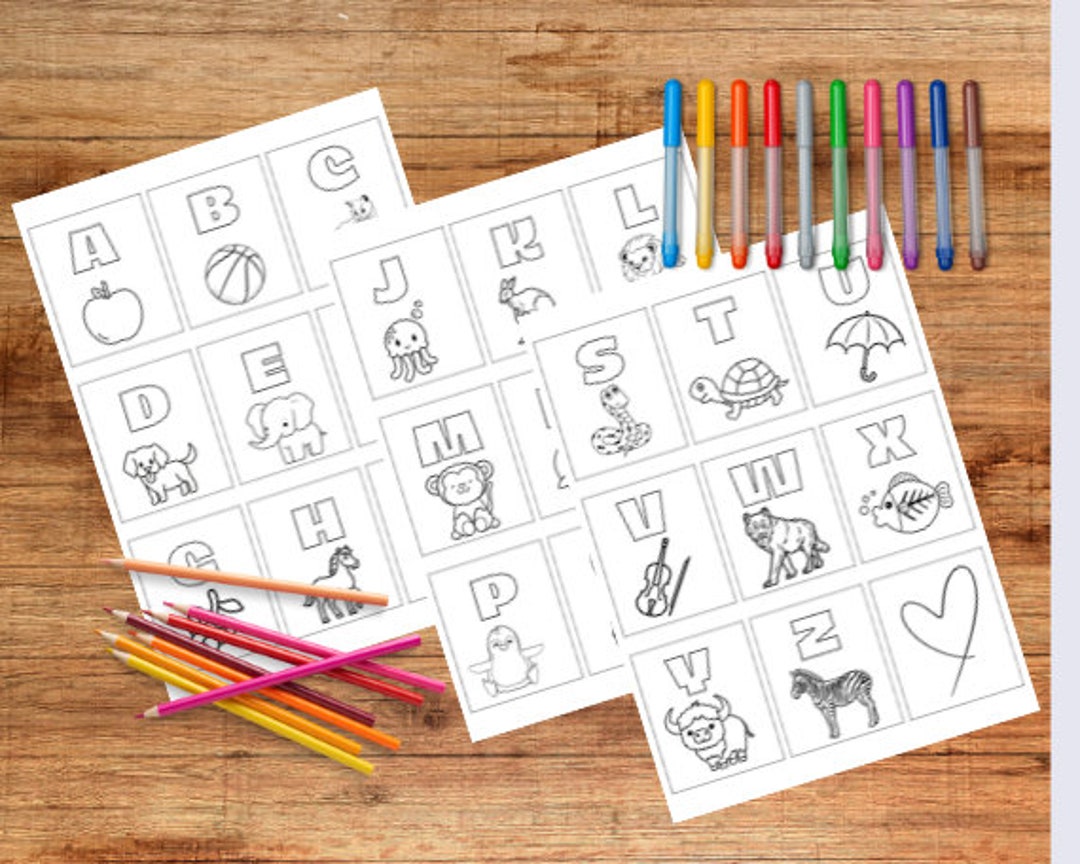 Kids Printable Alphabet Coloring Cards - Etsy