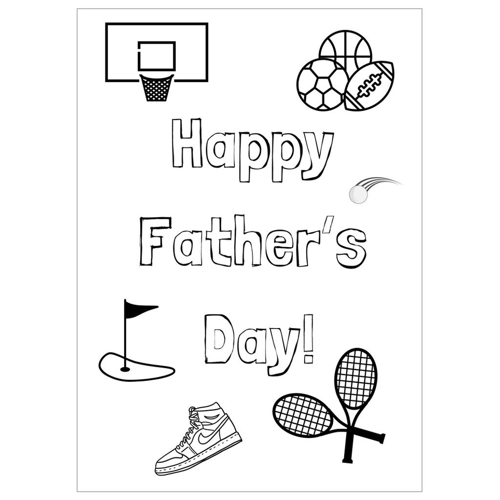 Kids Happy Father's Day Sports Color It Yourself Flat Pack of Cards ...