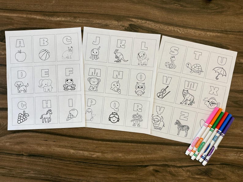 Kids Printable Alphabet Coloring Cards - Etsy