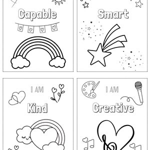 Set of 20 Printable Kids Affirmation Coloring Cards - Etsy