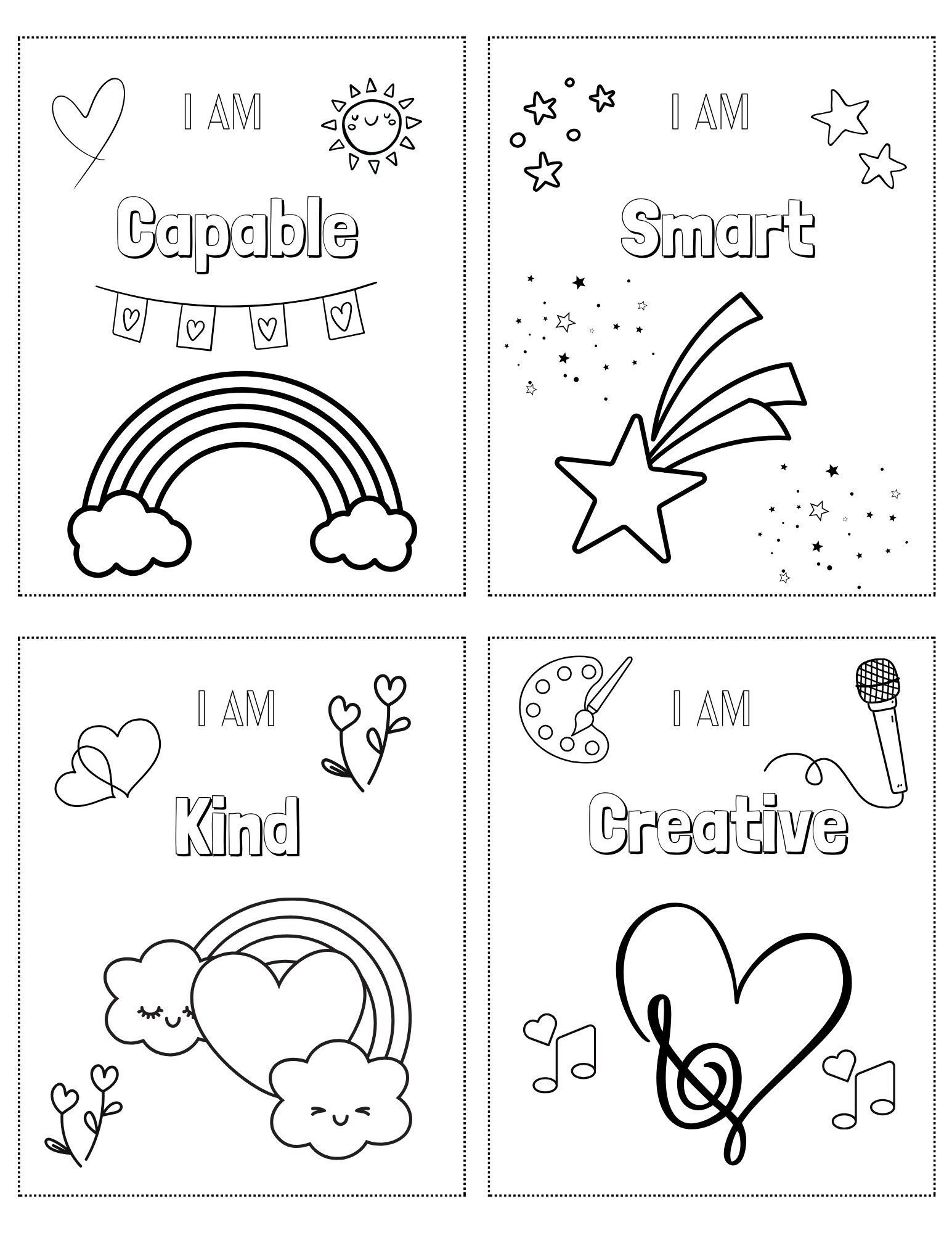 Set of 20 Printable Kids Affirmation Coloring Cards - Etsy