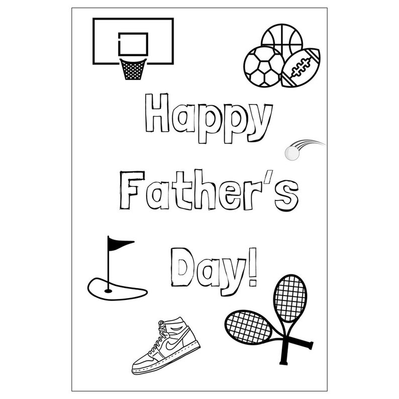 Kids Happy Father's Day Sports Color It Yourself Flat Pack of Cards ...
