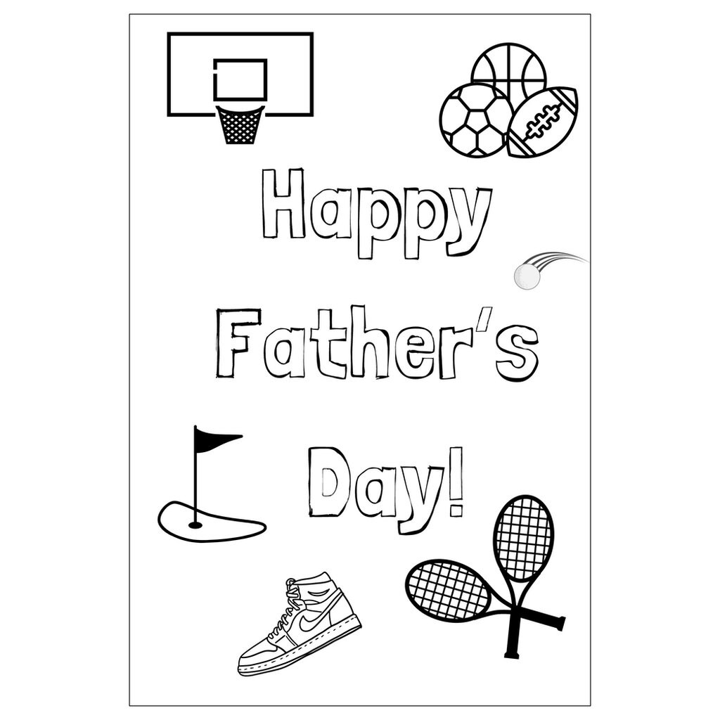 Kids Happy Father's Day Sports Color It Yourself Flat Pack of Cards ...