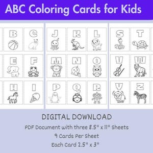 Kids Printable Alphabet Coloring Cards - Etsy
