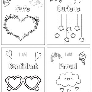 Set of 20 Printable Kids Affirmation Coloring Cards - Etsy