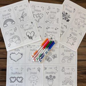 Set of 20 Printable Kids Affirmation Coloring Cards - Etsy