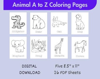 A to Z Animal Coloring Pages for Kids Activities for Toddlers Printable ...