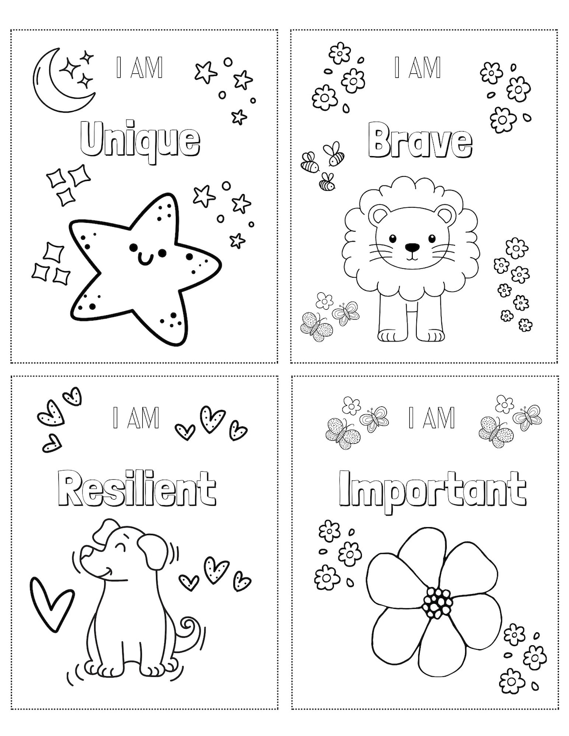 Set of 20 Printable Kids Affirmation Coloring Cards - Etsy