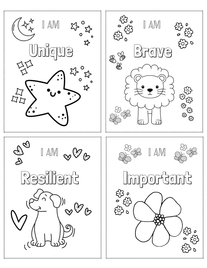 Set of 20 Printable Kids Affirmation Coloring Cards - Etsy