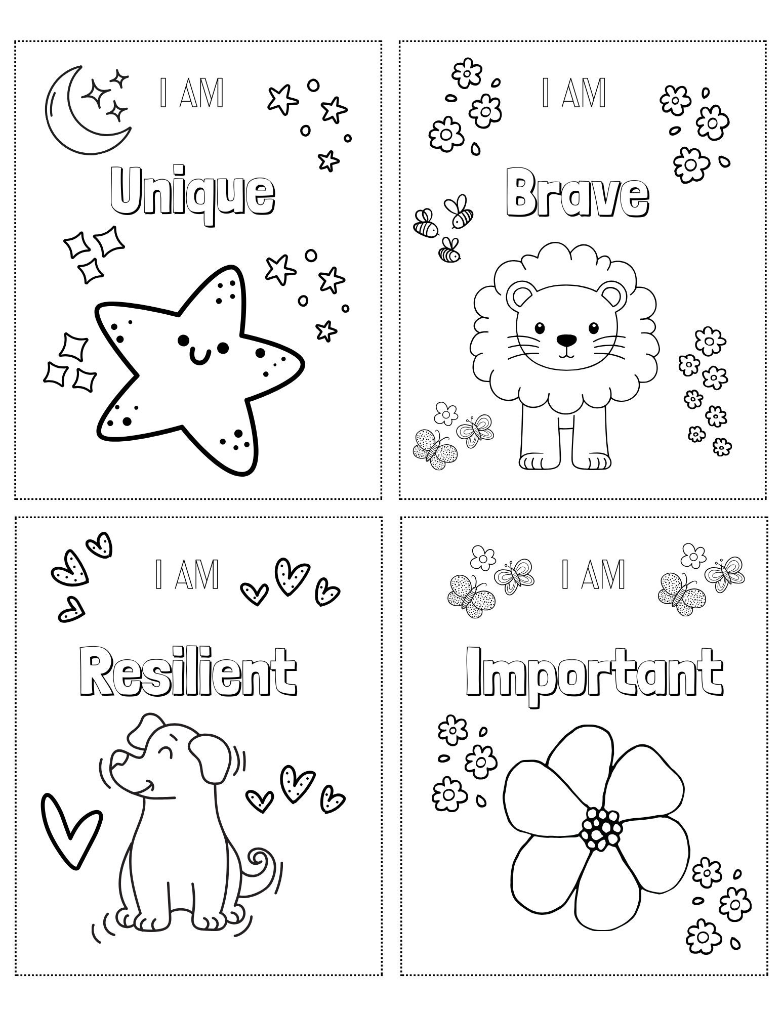 Set of 20 Printable Kids Affirmation Coloring Cards - Etsy