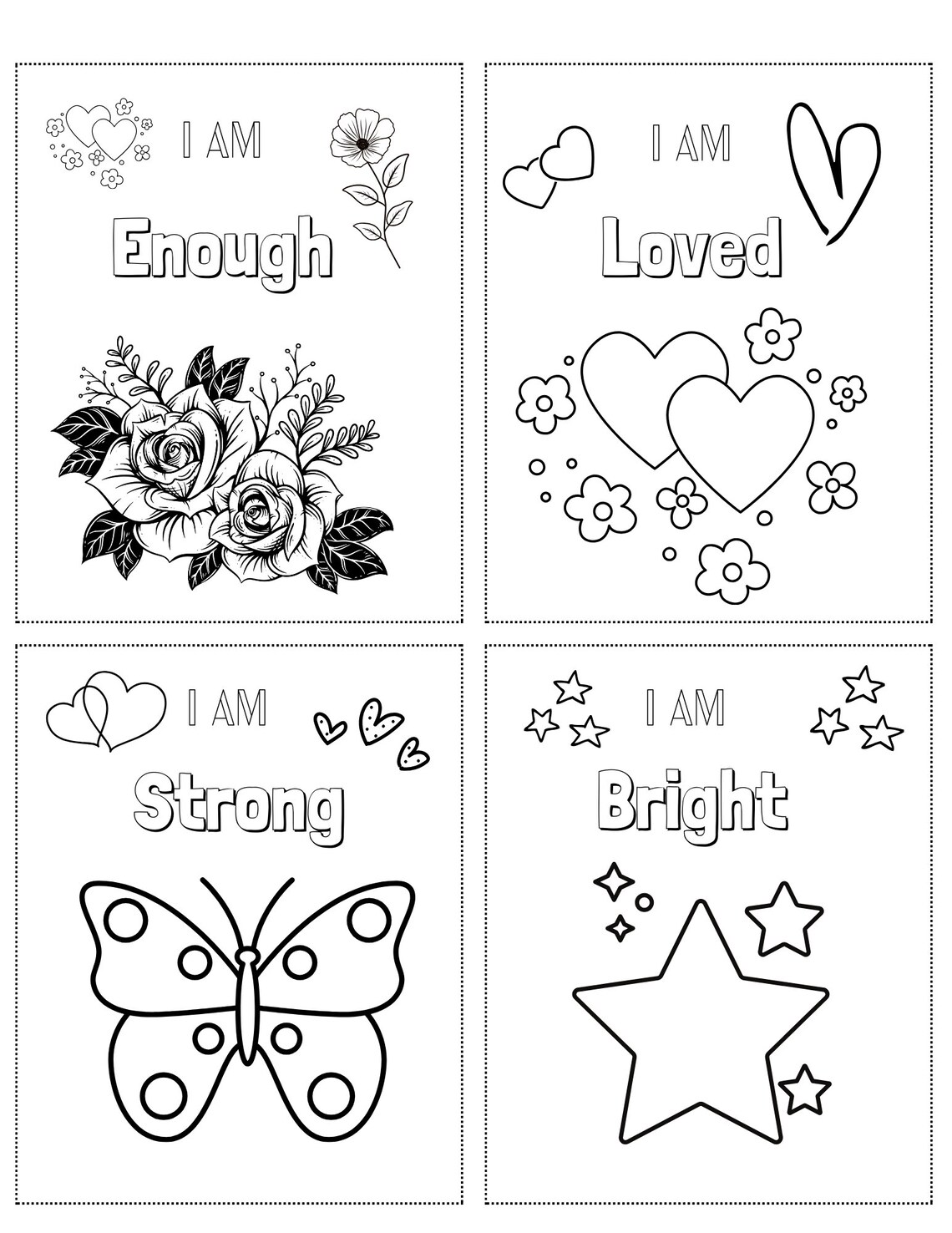 Set of 20 Printable Kids Affirmation Coloring Cards - Etsy