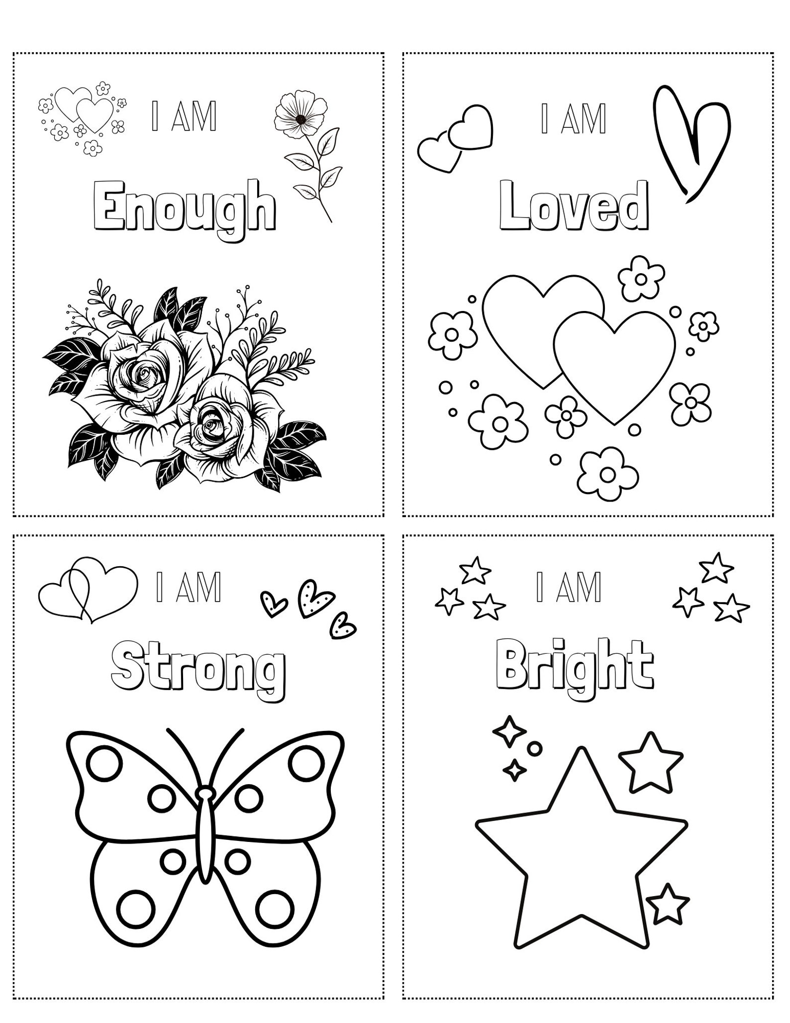 Set of 20 Printable Kids Affirmation Coloring Cards - Etsy