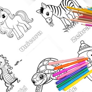 26 Printable Kids Animal A to Z Coloring Pages - Etsy