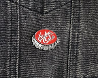 Fallout Inspired Nuka Cola Logo Pin, Red Nuka Cola Bottle Cap Button ...