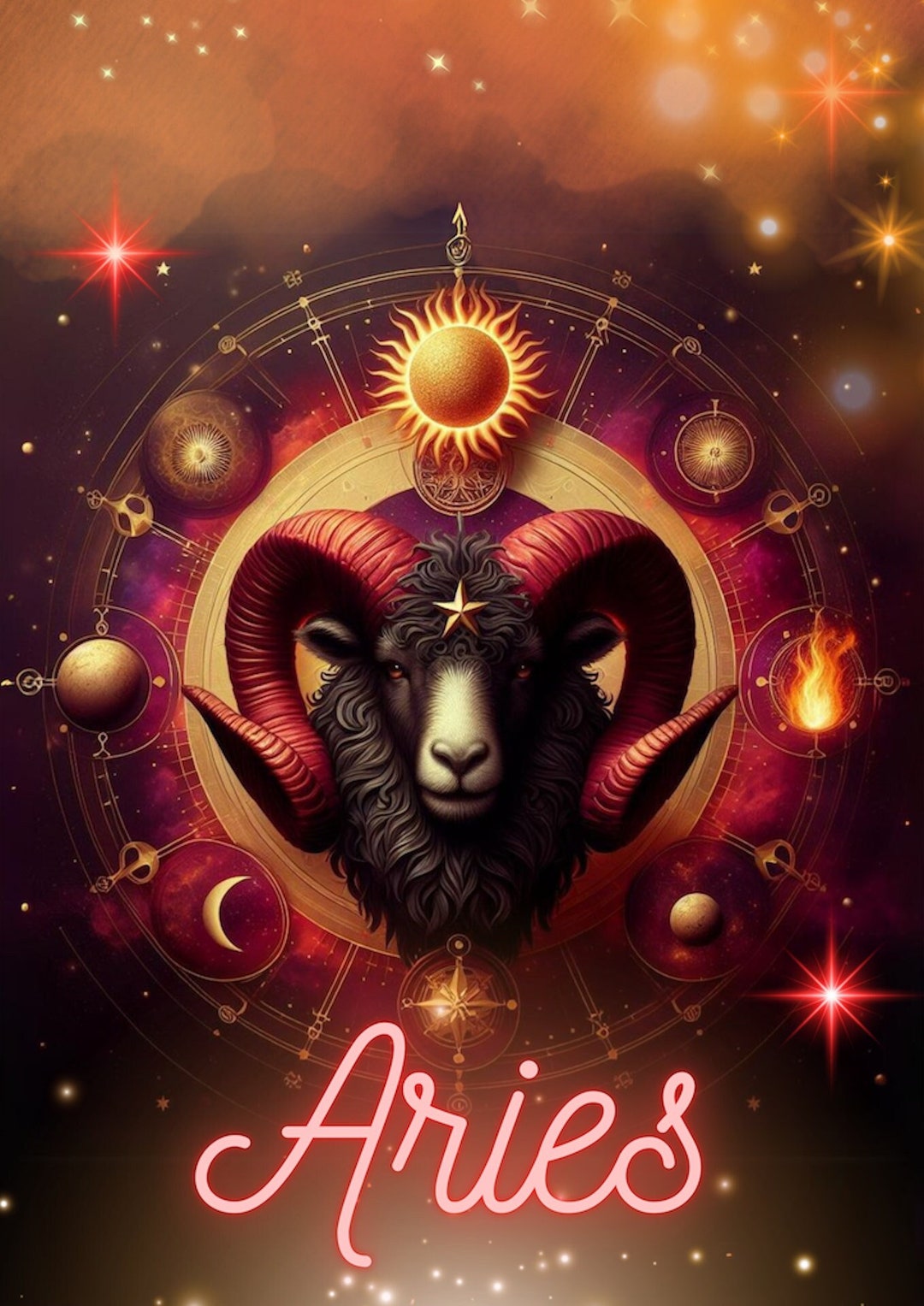 Aries Ram Symbol Wall Art - Modern and Bold Horoscope Design ...