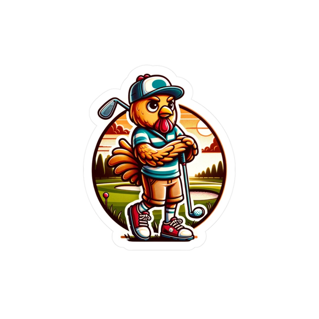 Sport Chicken Golfer A Kiss-cut Vinyl Decals - Etsy