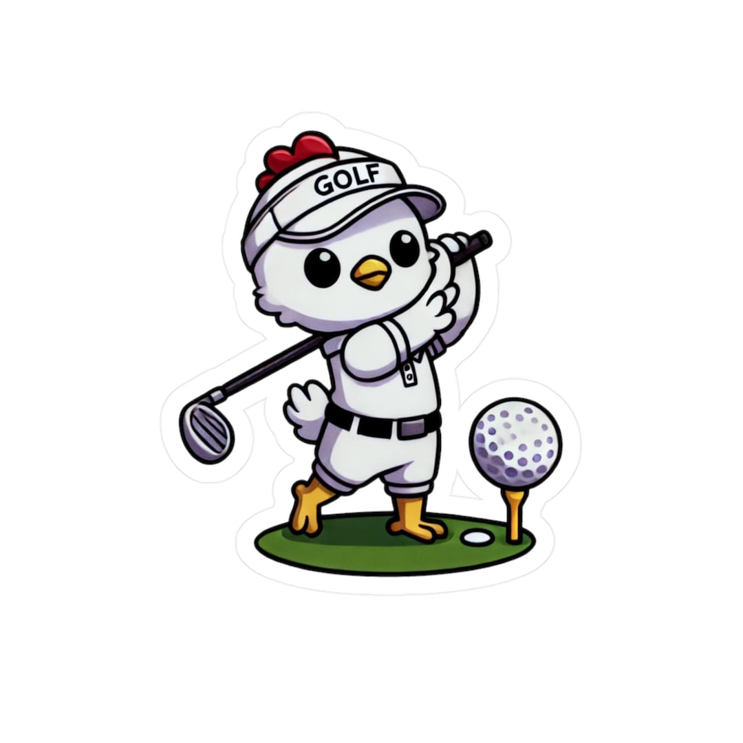 Golfer Chicken E Kiss-cut Vinyl Decal - Etsy