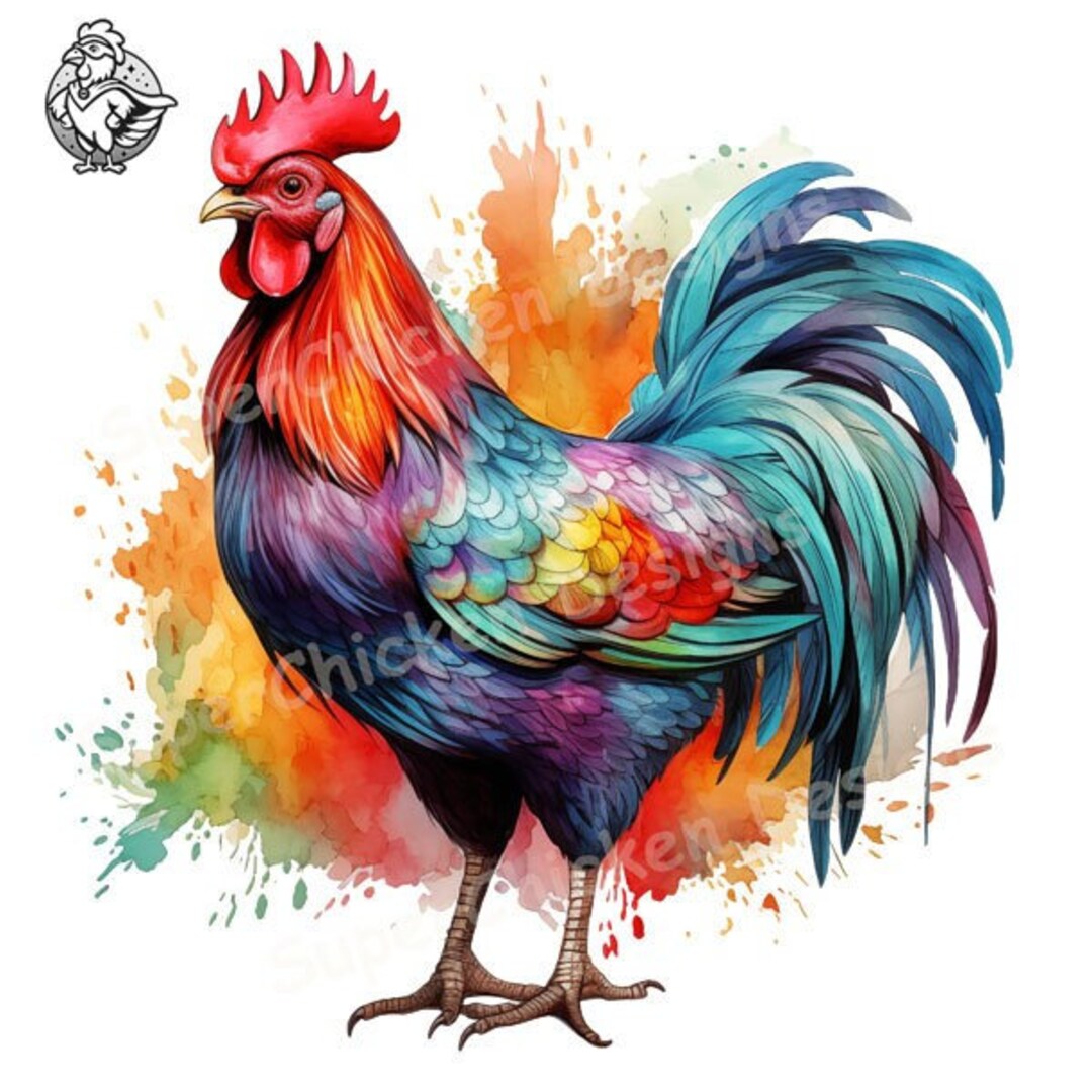 Colorful Chicken Art: Stylistic Image for Print & Decor (digital ...