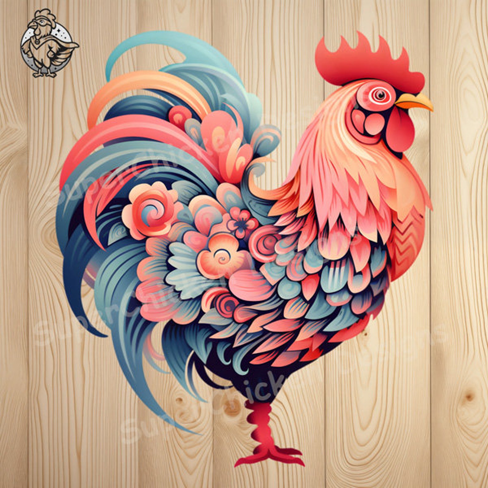 Colorful Chicken Clipart, Chicken Graphic, Clipart Design, Farm Animal ...
