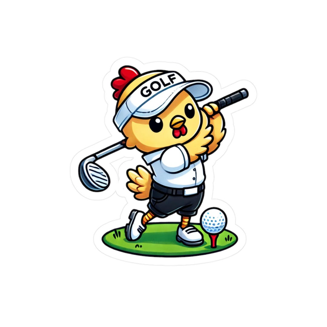 Golfer Chicken D Kiss-cut Vinyl Decal - Etsy