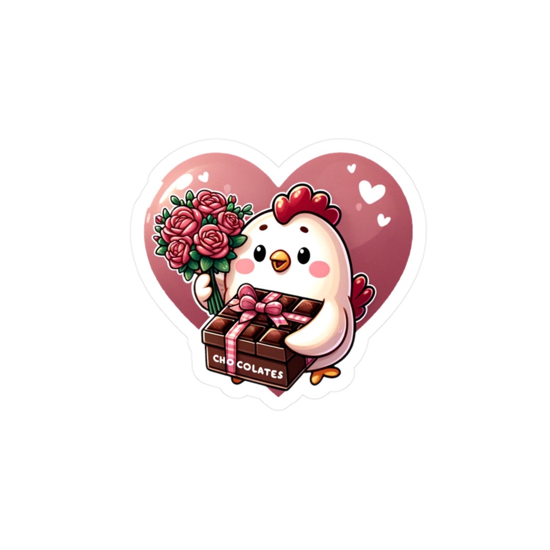 Valentine Chicken Chocolates Flowers Kiss-cut Vinyl Decals - Etsy