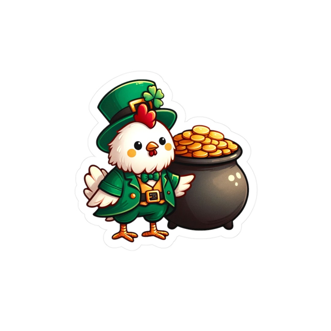 St Pats Chicken With Pot of Gold Kiss-cut Vinyl Decals - Etsy
