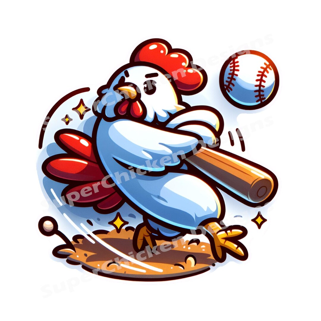 Baseball Chicken Cartoon Clipart: Home Run Art (digital Download) - Etsy