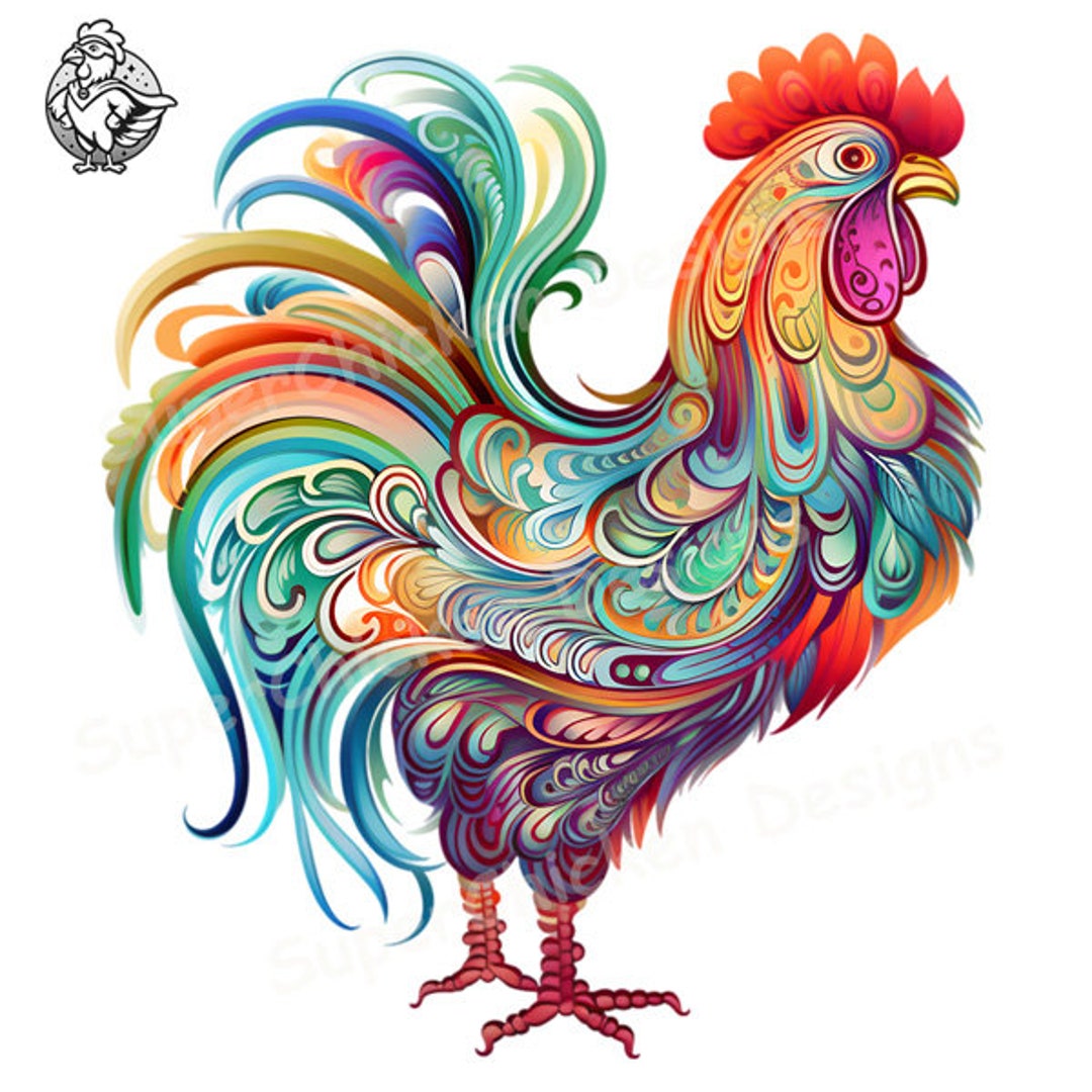 Artsy Chicken Clipart: Colorful Farm Animal Design (SVG/PNG/JPG) - Etsy