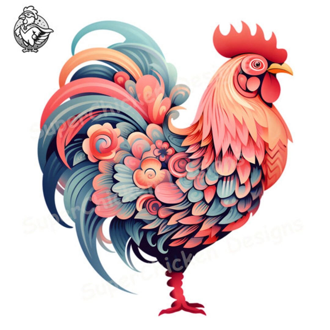 Colorful Chicken Clipart, Chicken Graphic, Clipart Design, Farm Animal ...
