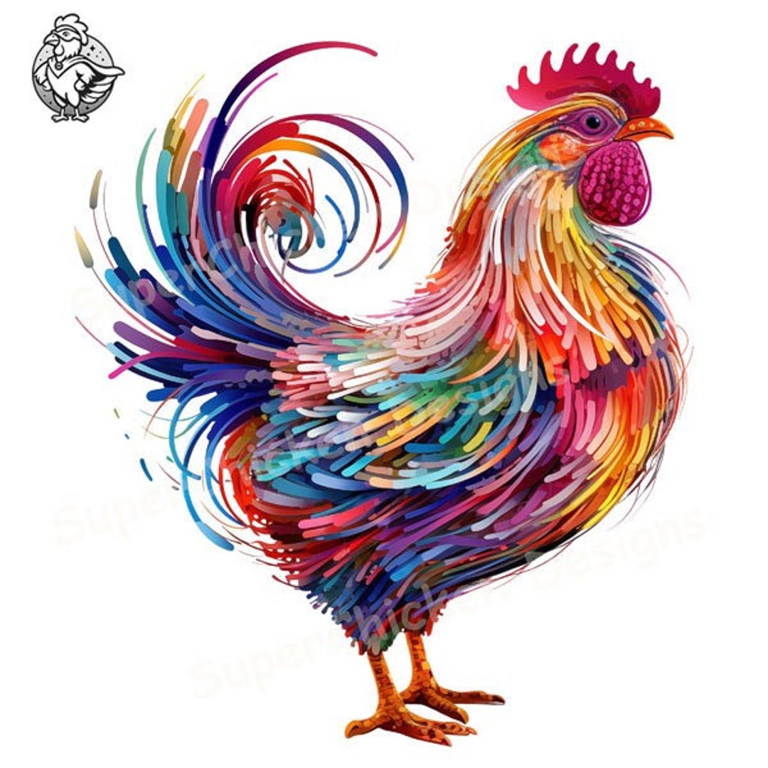 Colorful Chicken Art: Stylistic Contour Image (digital Download) - Etsy