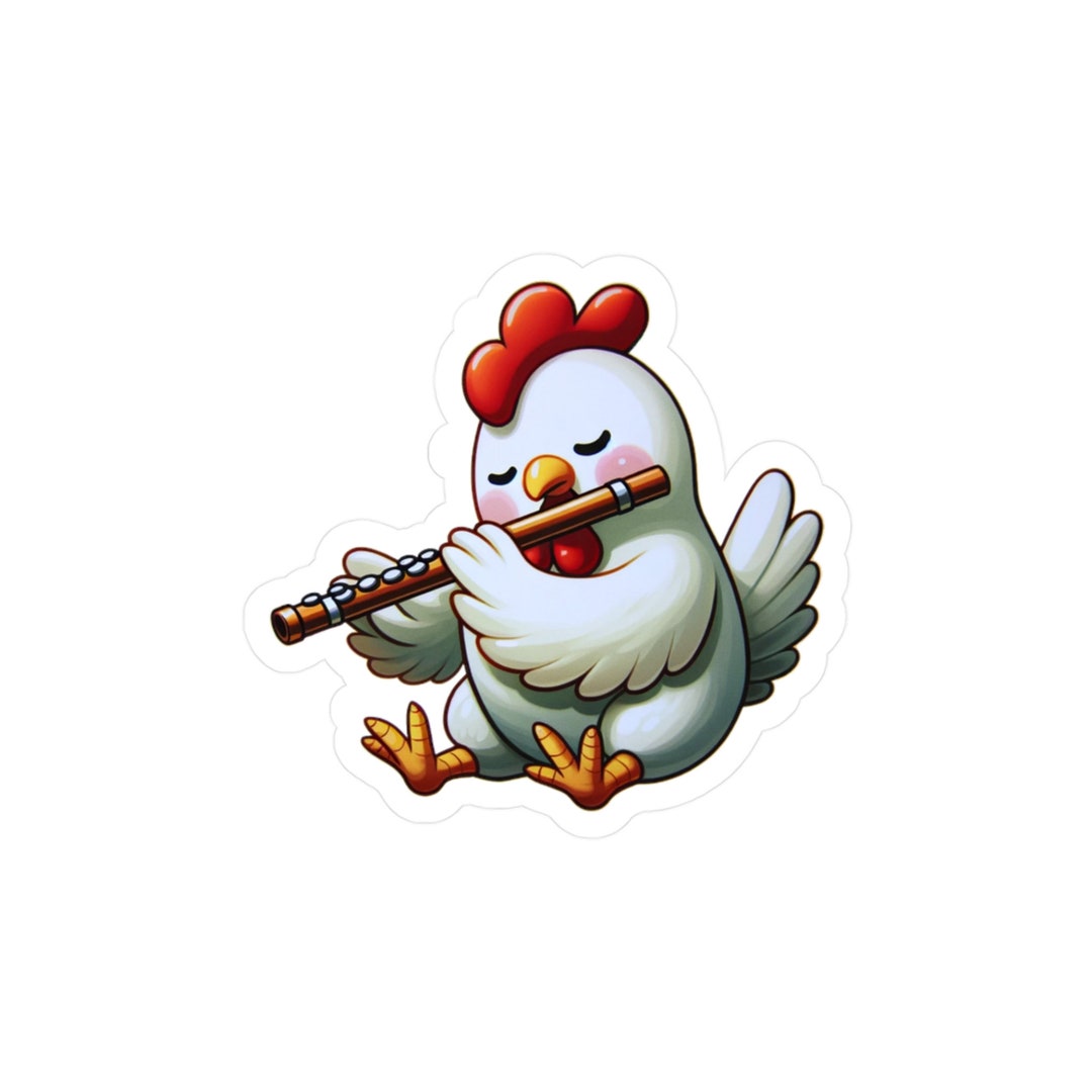 Flute Chicken Kiss-cut Vinyl Decal - Etsy