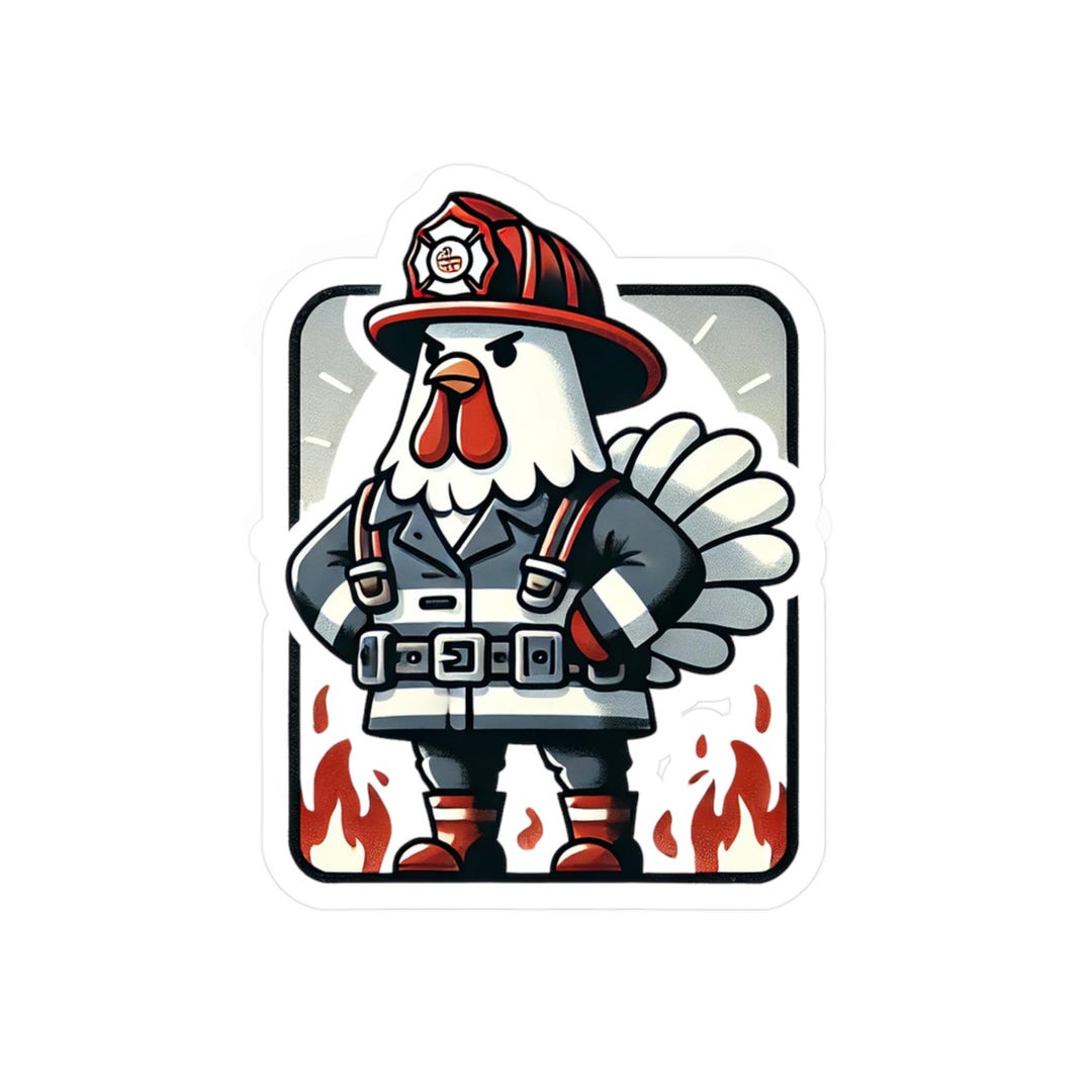 Firefighter Chicken 6 Kiss-cut Vinyl Decal - Etsy