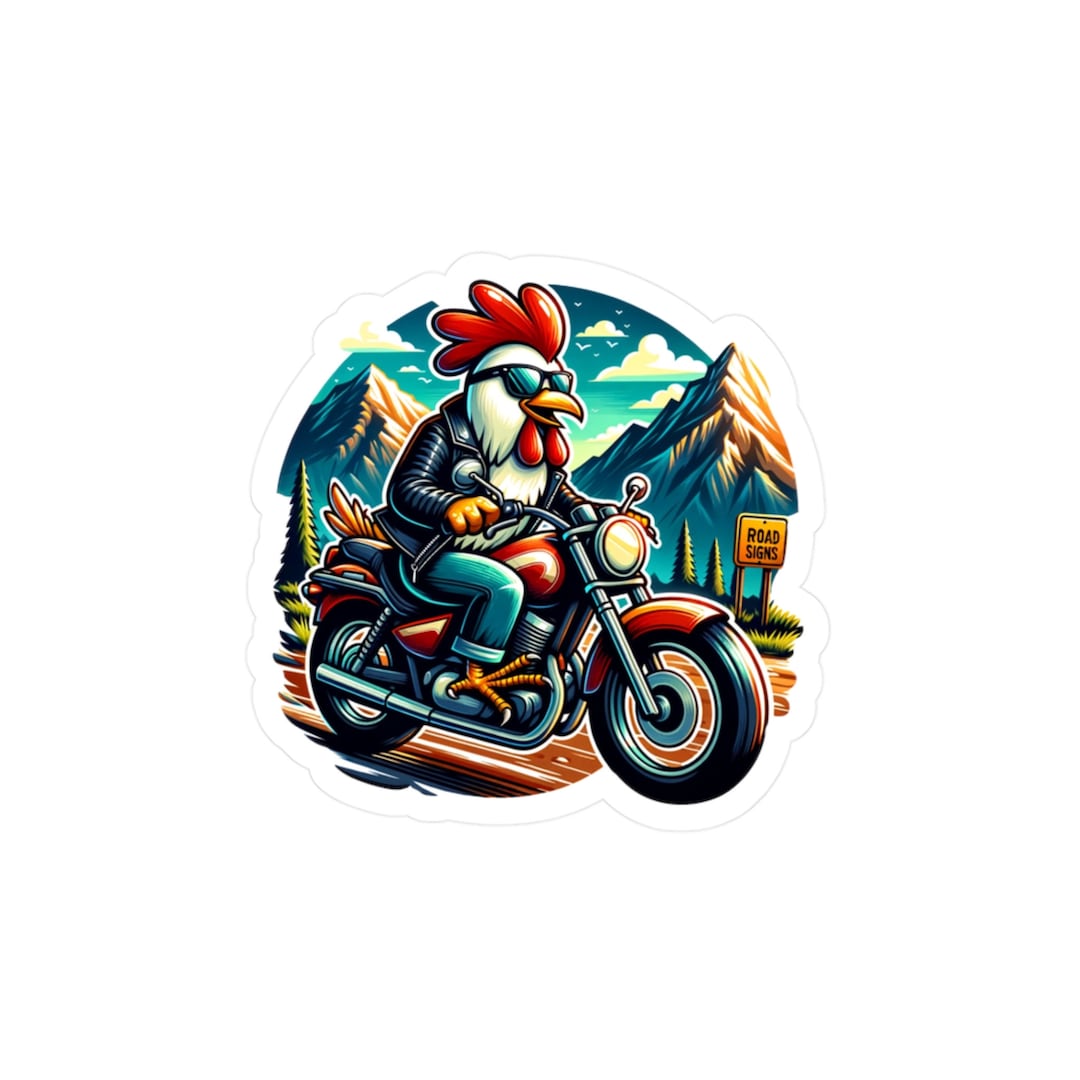 Motorcycle Chicken Kiss-cut Vinyl Decals - Etsy