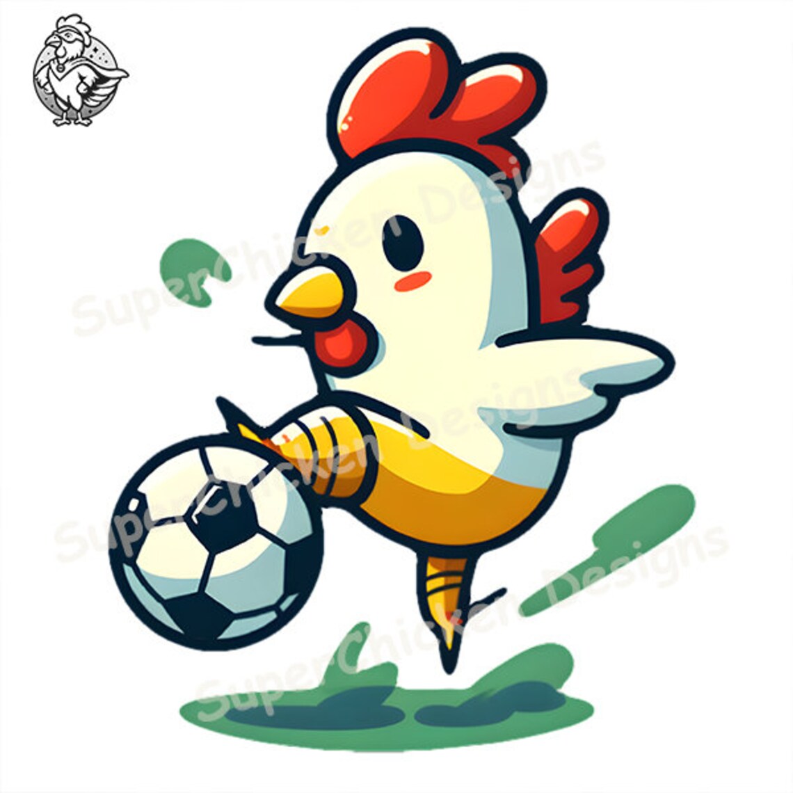 Soccer Chicken Graphic: Cartoon Clipart (PNG, SVG, JPG) - Etsy