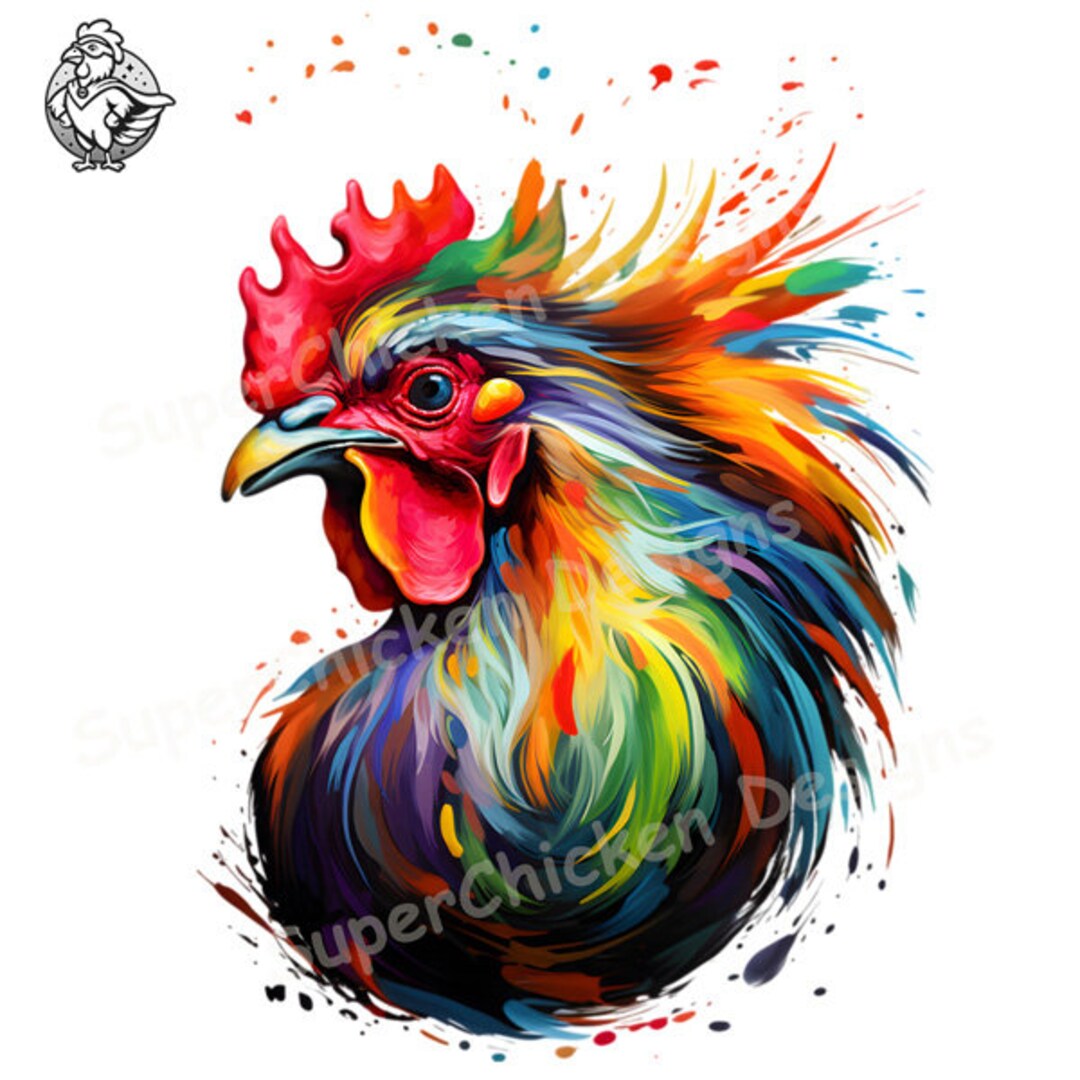 Abstract Colorful Chicken, Stylistic Chicken, Clipart, Farm Animal Art ...