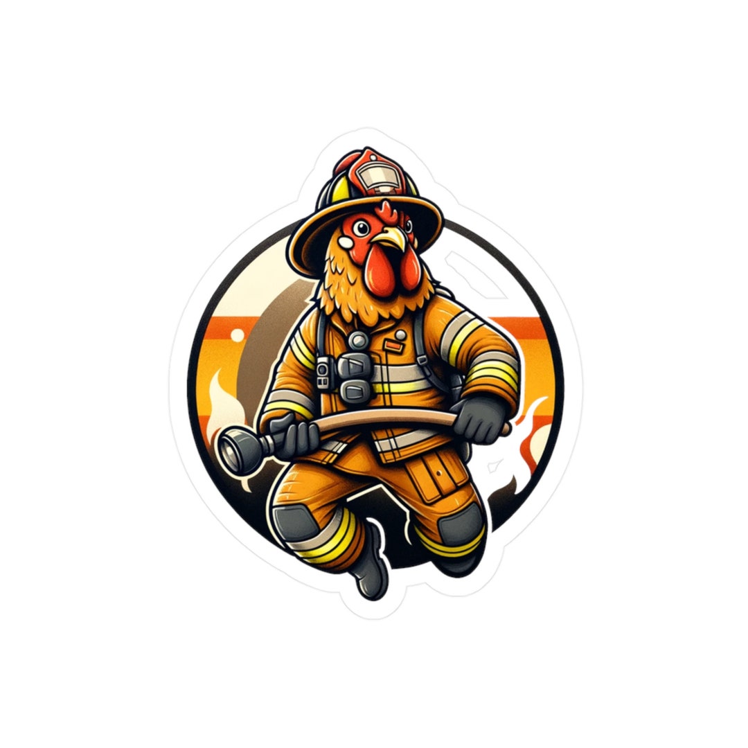 Firefighter Chicken Kiss-cut Vinyl Decals - Etsy
