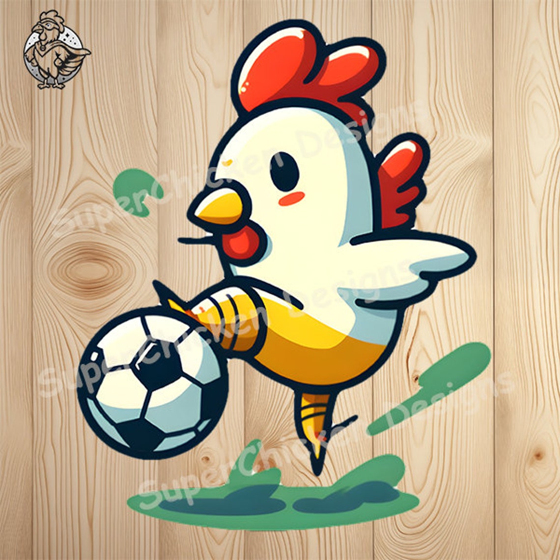 Soccer Chicken Graphic: Cartoon Clipart (PNG, SVG, JPG) - Etsy
